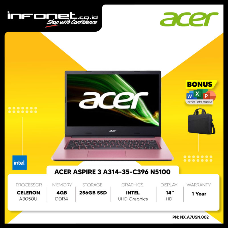 ACER ASPIRE 3 A314-35 N5100 4GB 256GB SSD UMA 14" W11 OHS21 - Infonet