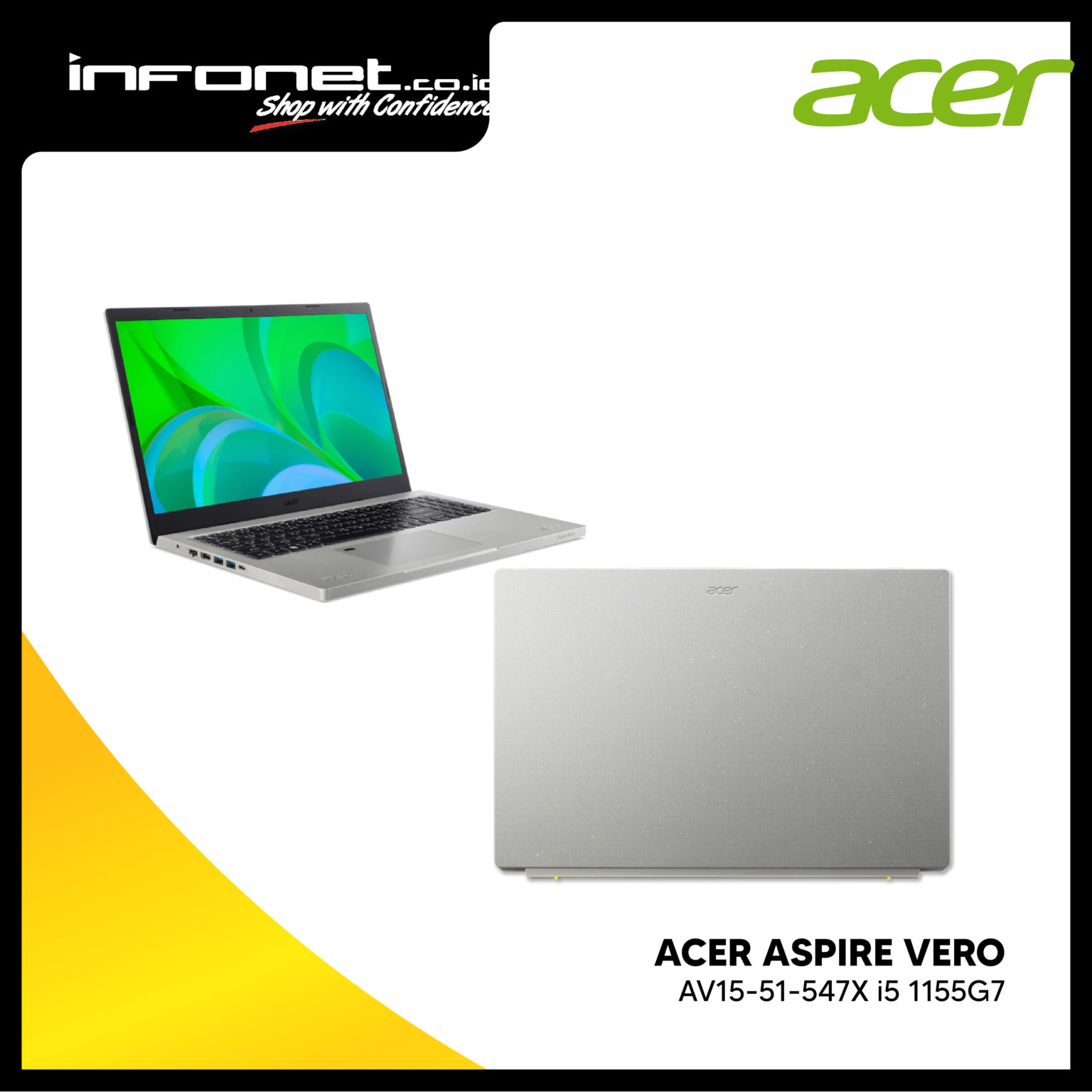 ACER ASPIRE VERO AV15-51-547X i5 1155G7 8GB 512GB SSD INTEL IRIS XE 15. ...