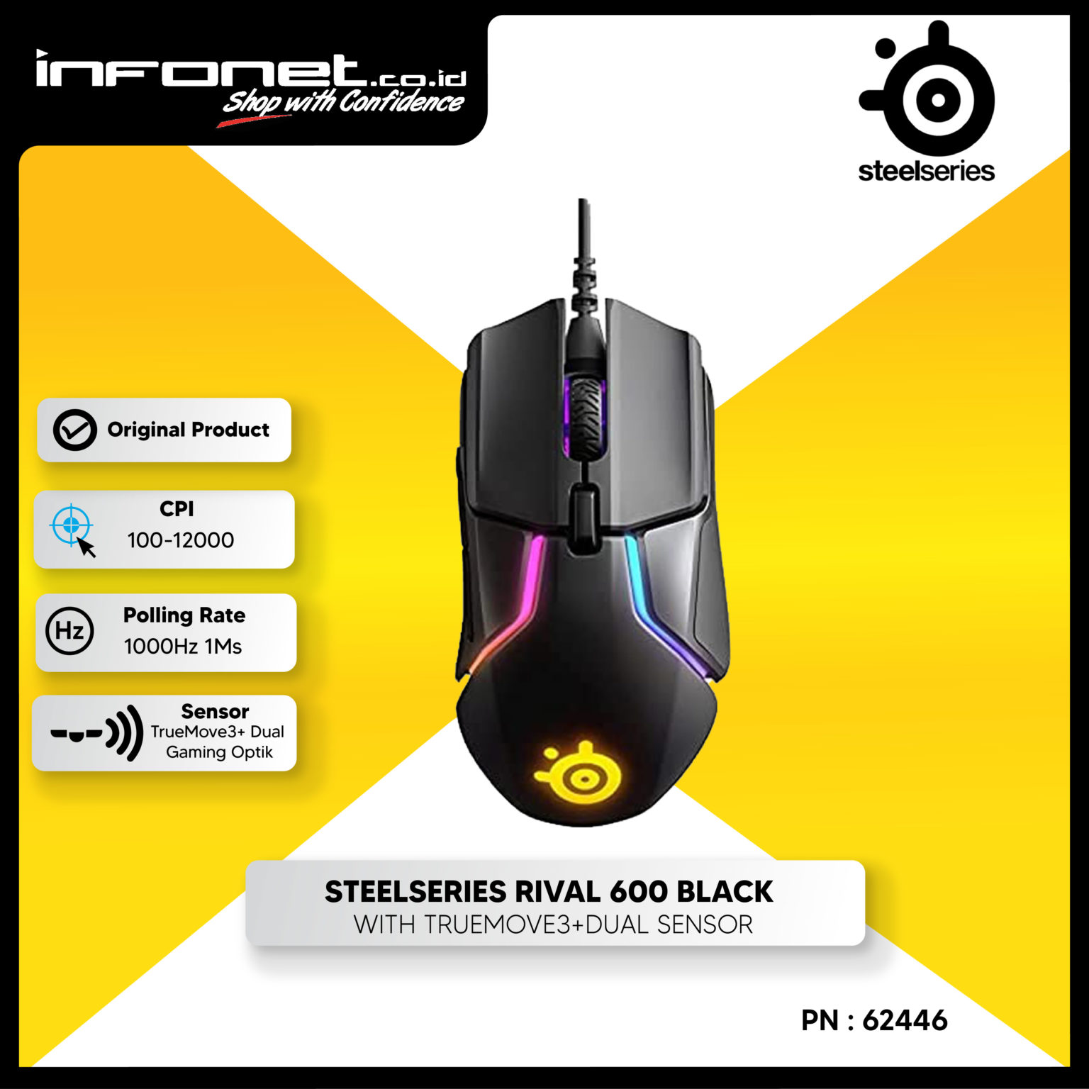 Steelseries Rival 600 Black with TrueMove3+dual sensor - Infonet