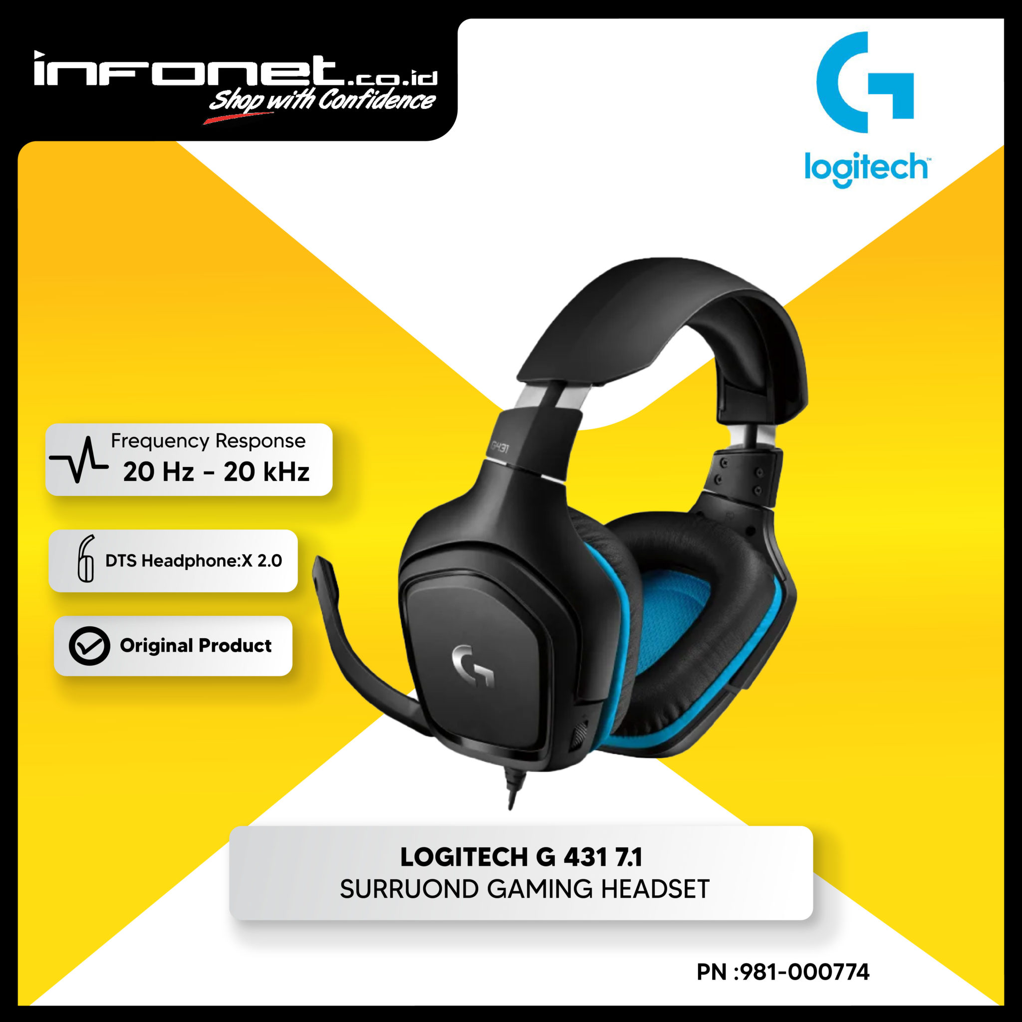 LOGITECH G 431 7.1 SURRUOND GAMING HEADSET - Infonet