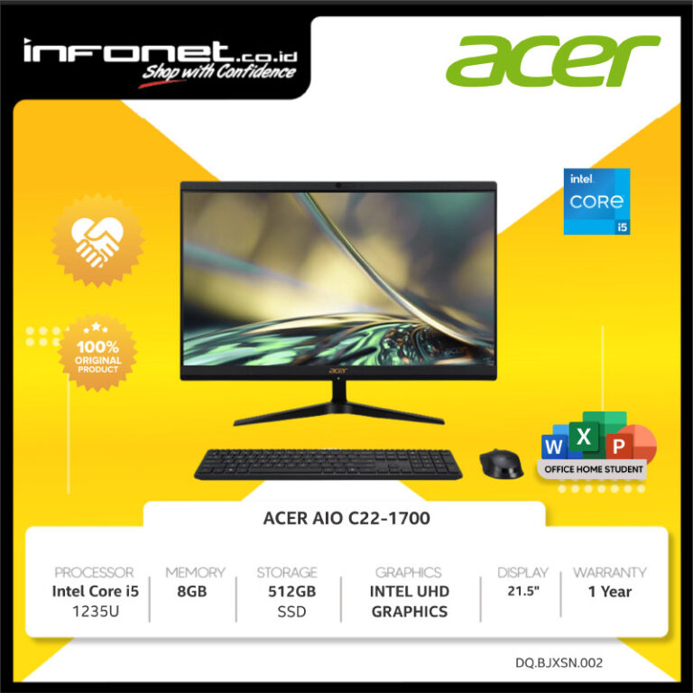 ACER AIO C22-1700 i5 1235U 8GB 512GB SSD INTEL IRIS XE GRAPHICS 21.5 ...